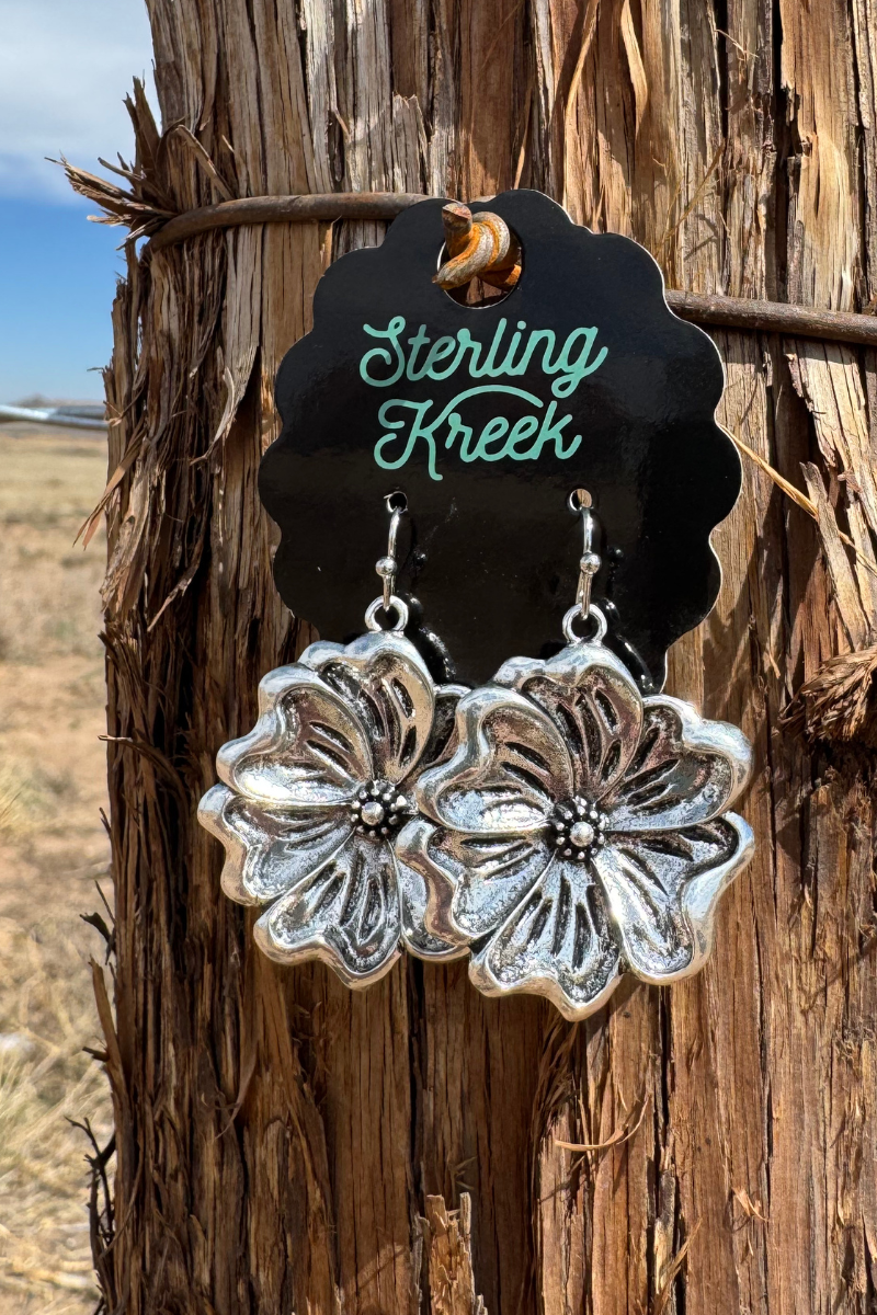 Tooled Flower Dangle Earrings – Sterling Kreek