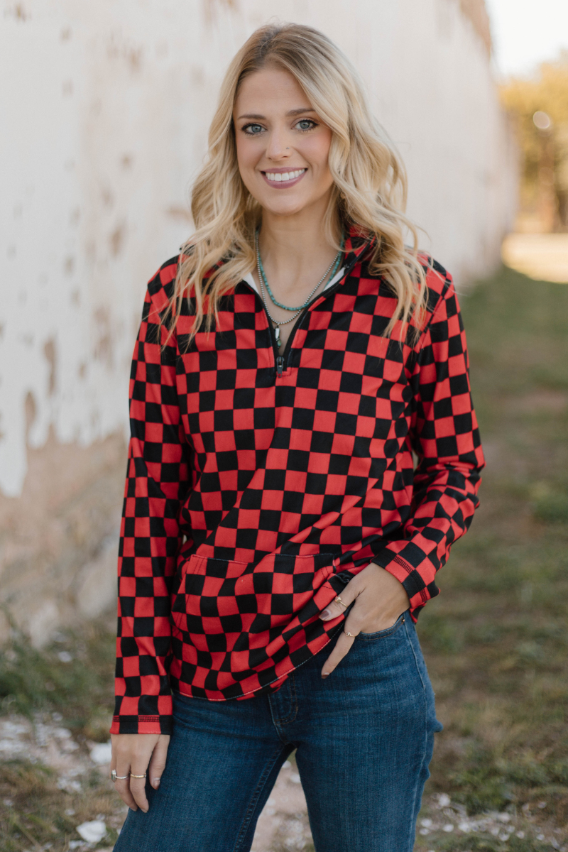 Pep Rally Pullover - Red & Black – Sterling Kreek